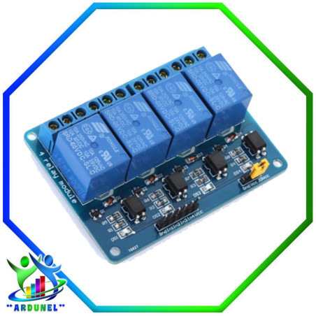 MODULO RELAY DE 4 CANALES 5V CON OPTOACOPLADOR
