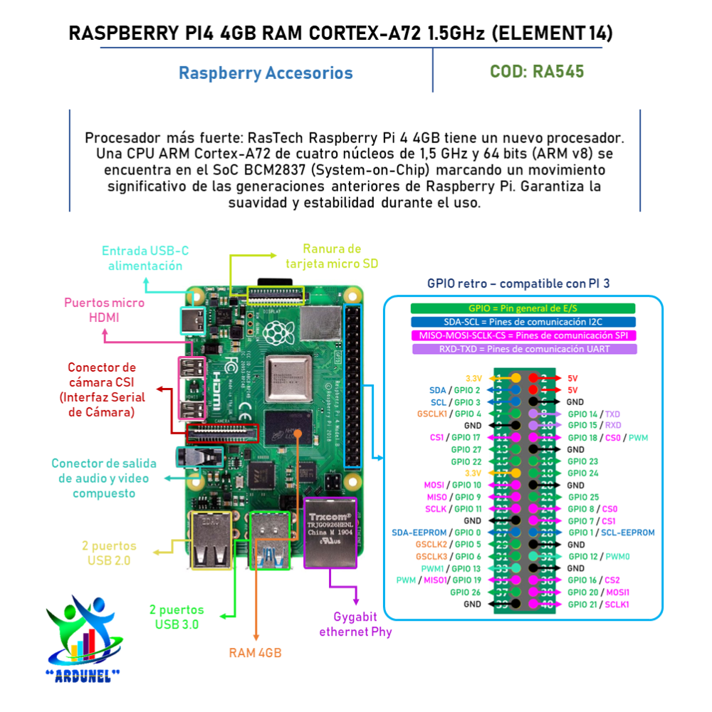 RASPBERRY PI4 4GB RAM CORTEX-A72 1.5GHZ